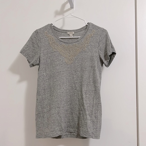 J. Crew Factory | Tops | Jcrew Factory Beaded Neck Collector T Shirt ...